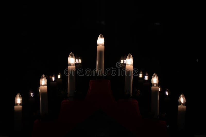 Christmas Lights Reflected in the Glass Stock Image - Image of abstract ...