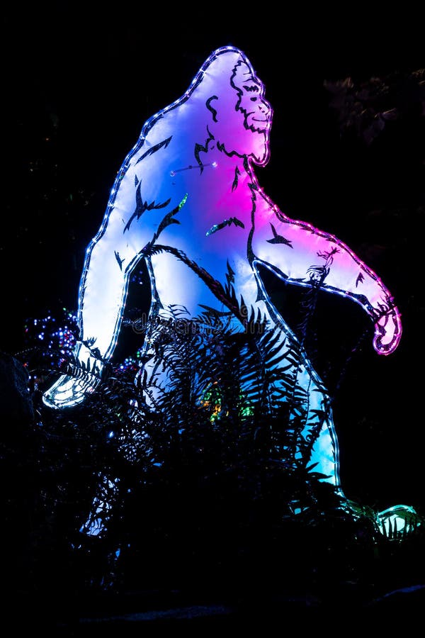 Christmas Lights in the Shape of Bigfoot Editorial Image - Image of ...