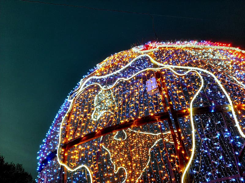 Christmas Lights in the Shape of the Earth Stock Image - Image of ...