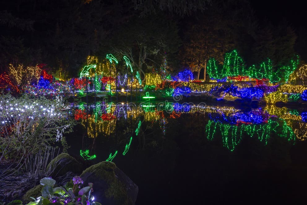 Christmas Lights in the Shore Acres State Park Editorial Stock Photo - Image of attractions ...