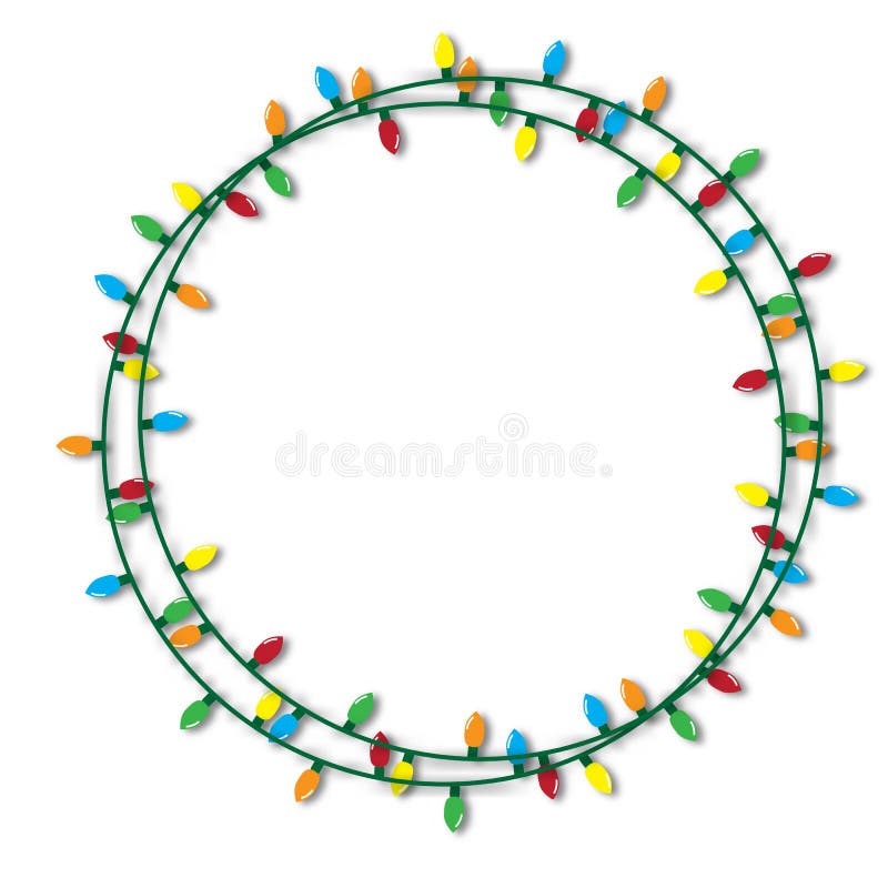 Christmas Lights String Isolated Frame on White Background Vector Stock ...