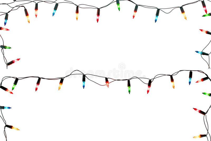 Christmas Lights String Isolated on White Background. Border of Festive ...