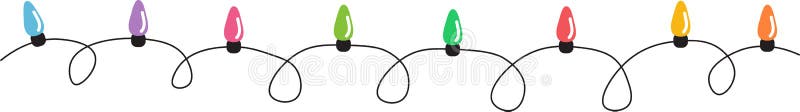 Christmas Lights String Isolated on White Background Vector Stock ...