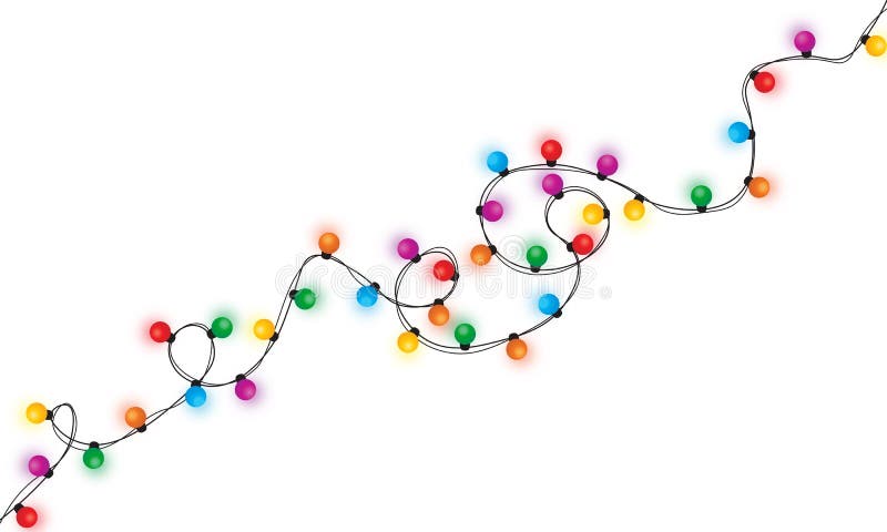 Christmas Lights String Isolated on White Background Vector Stock ...