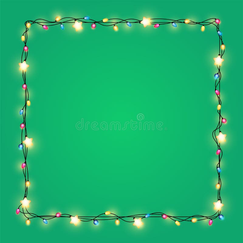 Christmas Lights String Square Shape Stock Illustration - Illustration ...