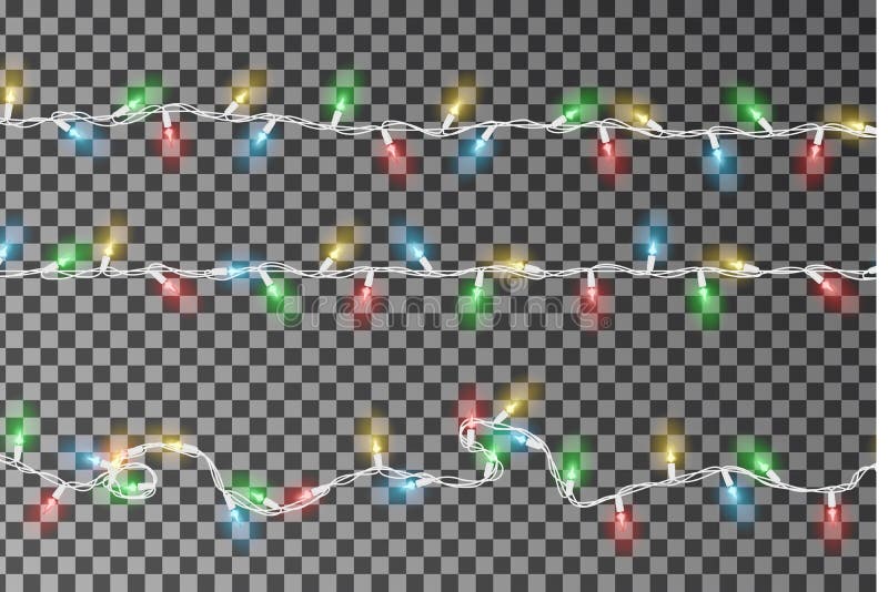 Christmas Lights String Vector. Border of Garland, Glowing Lights ...