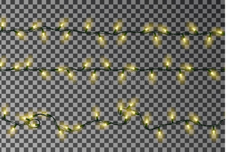 Christmas Lights String Vector. Border of Garland, Glowing Lights ...