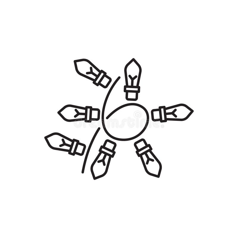 Christmas Lights Thin Line Icon, Christmas and New Year, Festive Light ...