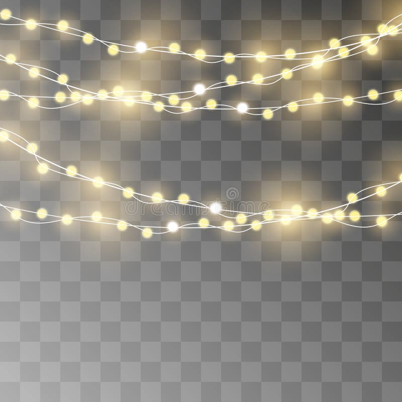 Christmas Lights. Vector String with Glowing Light Bulbs. Stock Vector ...