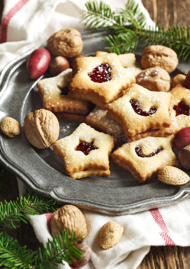 Christmas Linzer Cookies stock photo. Image of star, decoration - 63032484