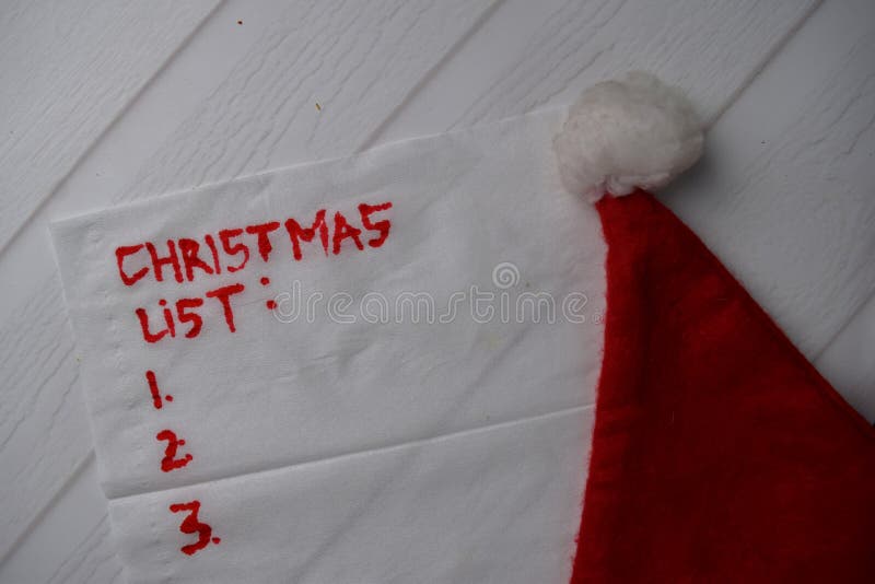 Christmas List Text on Tissue with Office Desk Stock Photo - Image of ...