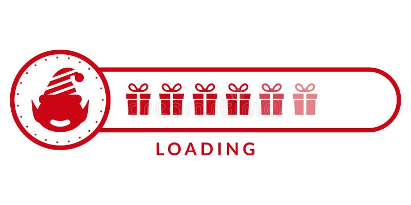 Christmas Loading Bar with Elf and Xmas Gift Boxes. Stock Vector ...
