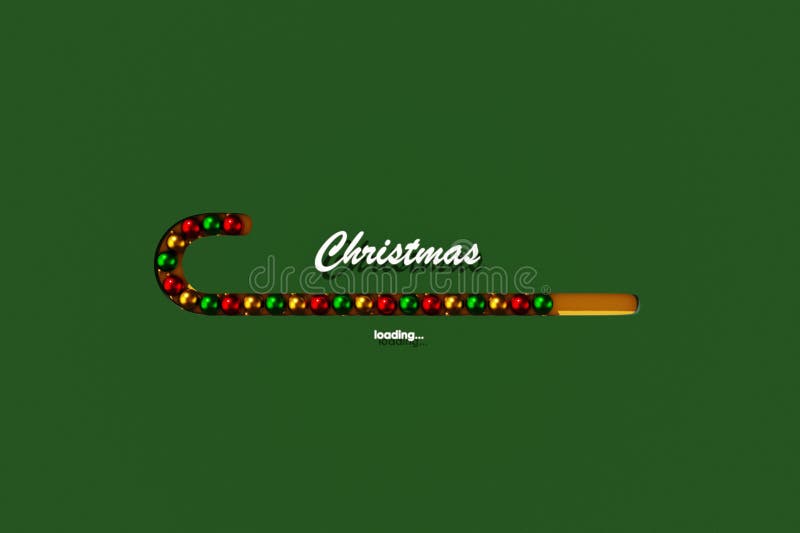 Christmas Loading Bar with Paper Cut Out Striped Candy Cane on Green ...