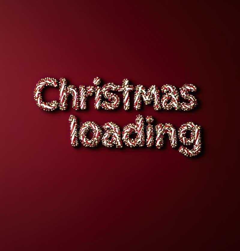 Christmas Loading: Candy Canes in Loading Bar Shape on Red Background ...