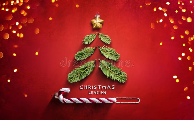 Christmas Loading Concept - Tree on Red Stock Image - Image of holiday ...