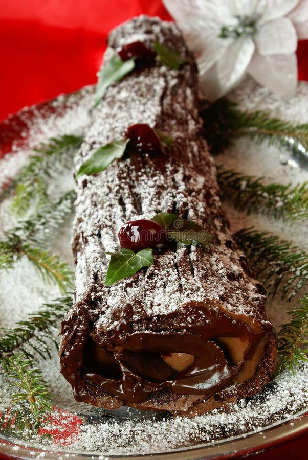 Christmas log cake stock photo. Image of plate, ready - 10357538