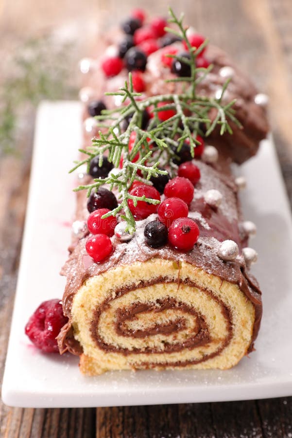 Christmas log stock image. Image of cuisine, food, chocolate - 79641417