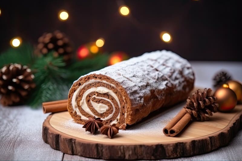 Christmas Log on a Festive Background. Stock Illustration ...