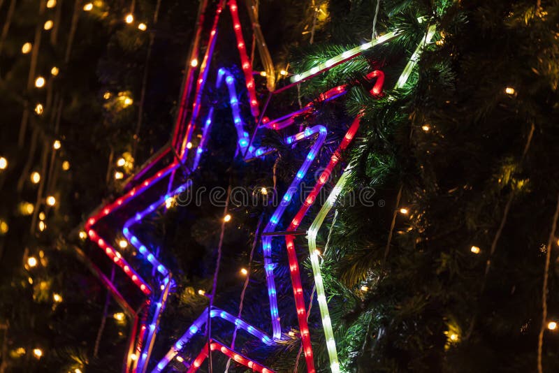 Christmas Luminous Star on the Christmas Tree Stock Image - Image of ...