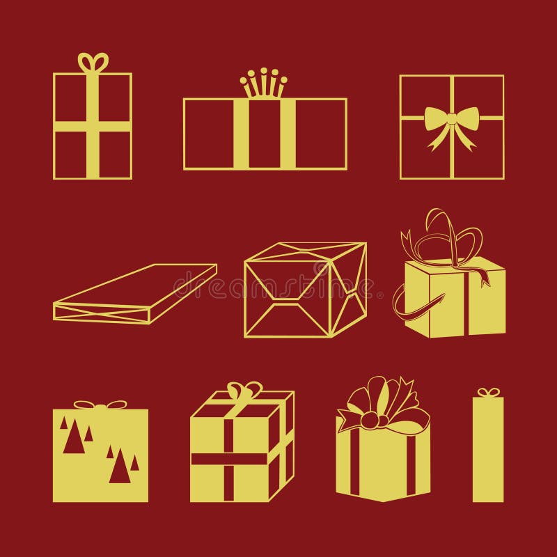 Different Types of Gift Boxes Icon Vector Illustrations. Stock Vector ...