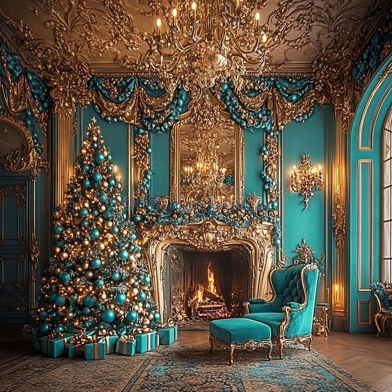 Christmas Magic Luxurious Classic Interior Decorated for Christmas with ...