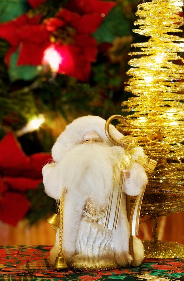 Christmas Magic with Santa Claus and Golden Tree Stock Photo - Image of ...