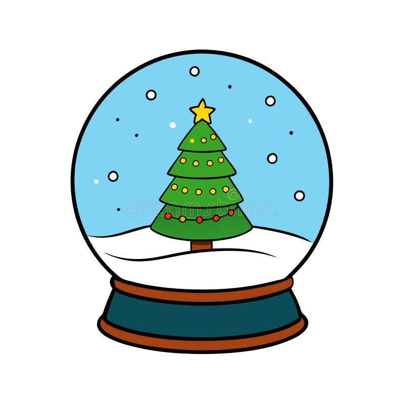 Christmas Magic in Snow Globe with Shining Tree. Concept of Winter ...