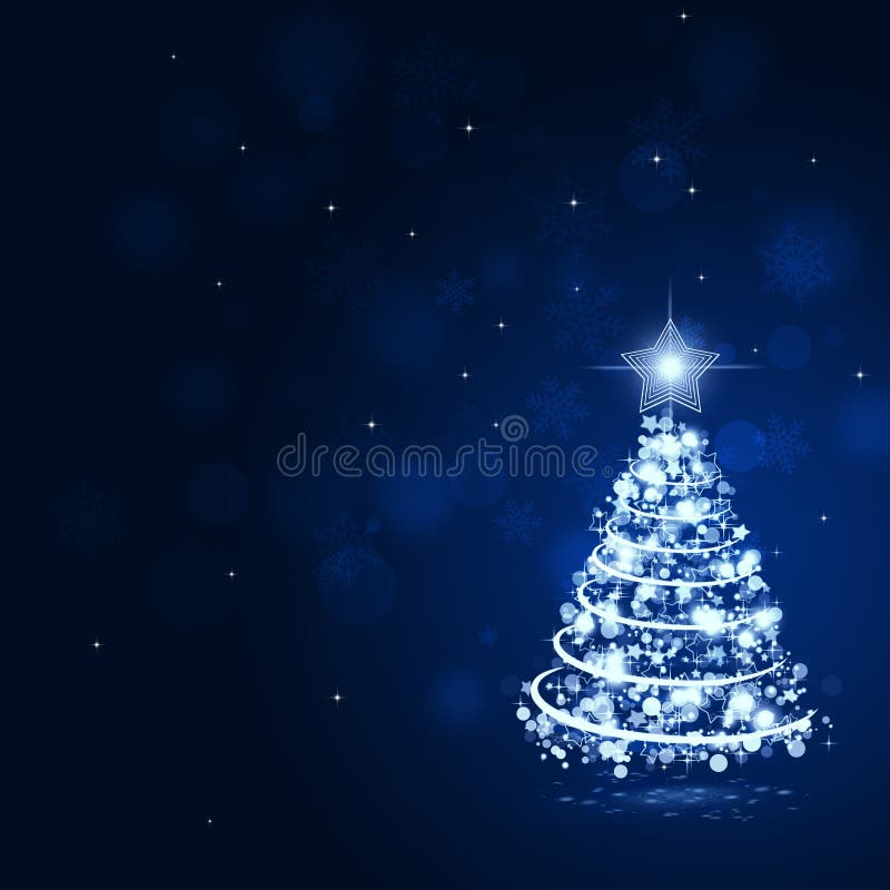 Christmas Magic Tree Blue Background Stock Illustration - Illustration ...