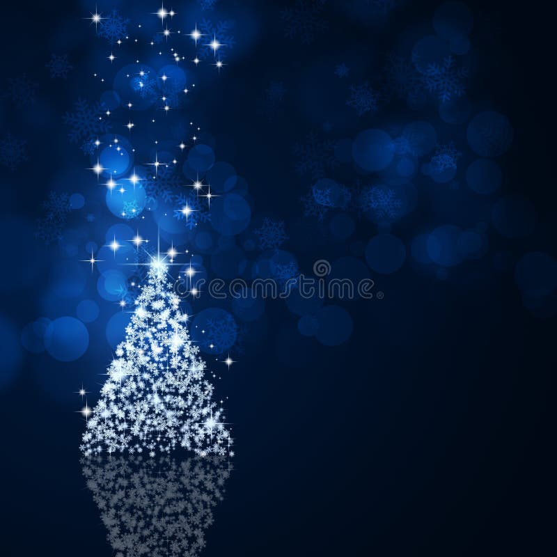 Christmas Magic Tree Blue Background Stock Illustration - Illustration ...