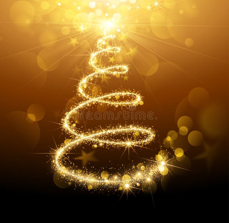 Christmas Magic Tree Gold stock vector. Illustration of xmas - 59929545