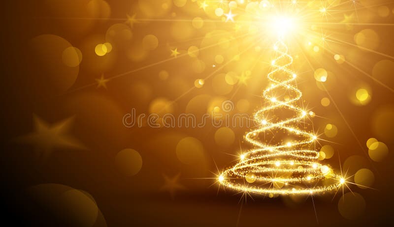 Christmas Magic Tree Gold stock vector. Illustration of background ...