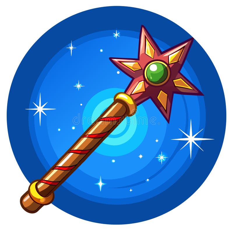 Christmas Magic Wand with Sparkle on Blue Background. Miracle Magical ...