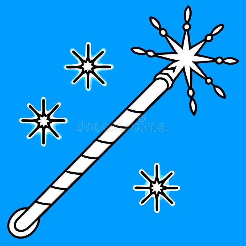 Christmas Magic Wand with Sparkle on Blue Background. Miracle Magical ...