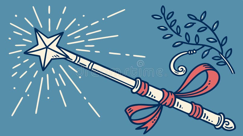 Christmas Magic Wand with Sparkle on Blue Background. Miracle Magical ...