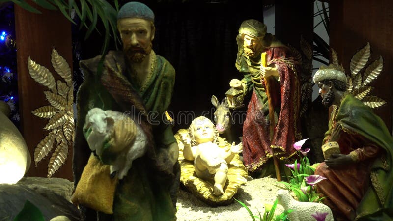 Christmas Manger Nativity Figures Scene Stock Video - Video of savior ...