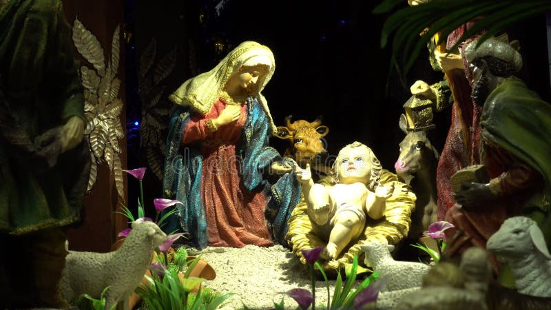 Christmas Manger Nativity Figures Scene Stock Video - Video of scene ...