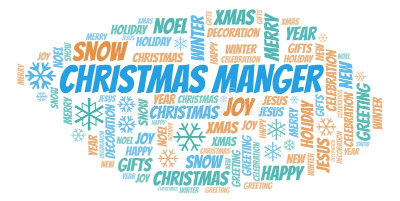 Christmas Manger Word Cloud Stock Illustration - Illustration of fonts ...