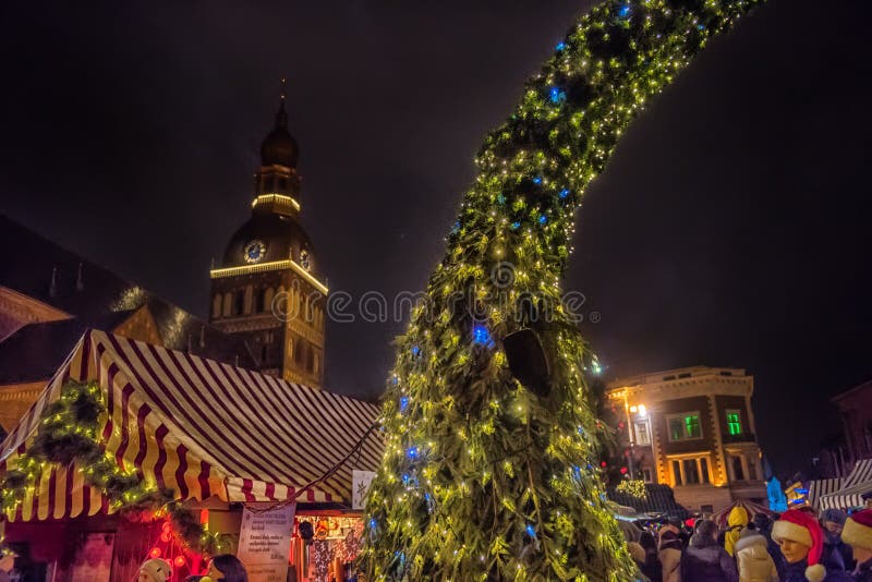 Christmas Market in Riga Dome Square Editorial Photo - Image of ...