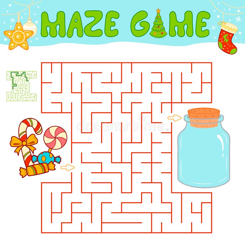 Candy maze for kids stock illustration. Illustration of orange - 99436771