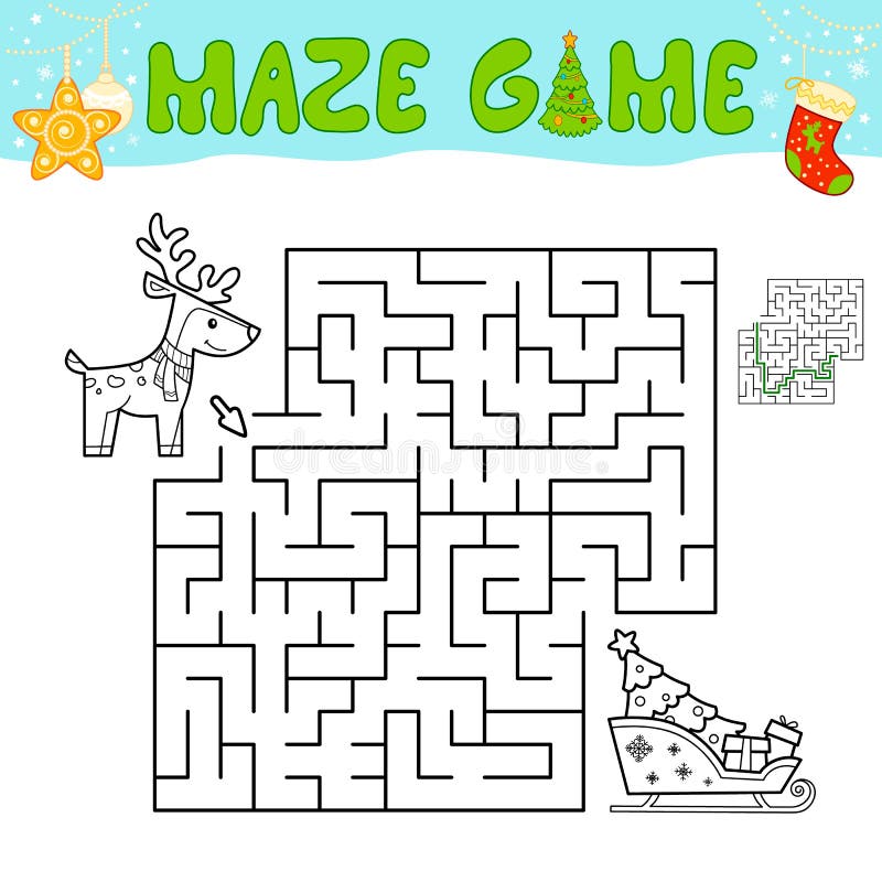 Christmas Maze Puzzle Game for Children. Simple Maze or Labyrinth Game ... Christmas Maze Puzzle Game for Children. Simple Maze or Labyrinth Game ...