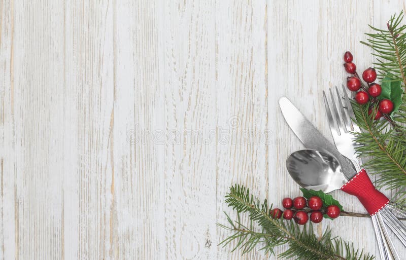 Christmas Meal Table Setting Background Stock Image - Image of copy ...