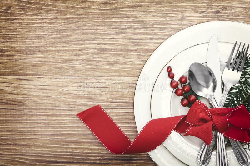 Christmas Meal Table Setting Background Stock Image - Image of minimal ...