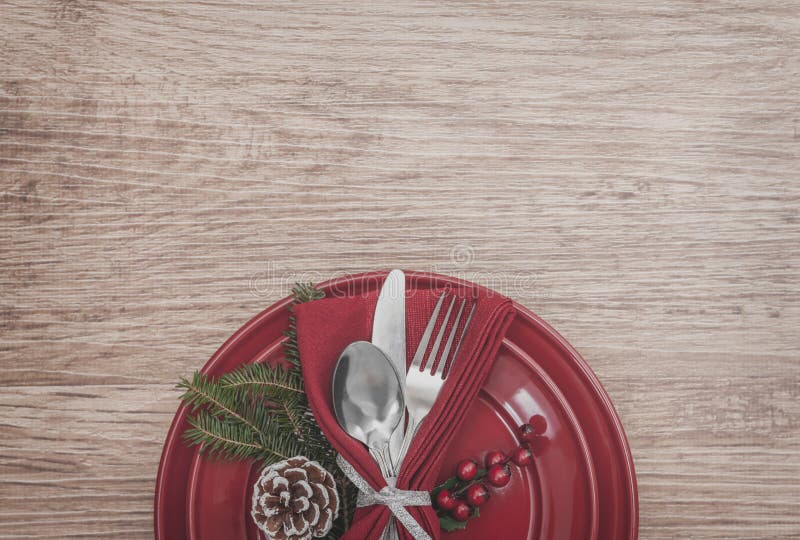 Christmas Meal Table Setting Background Stock Image - Image of minimal ...