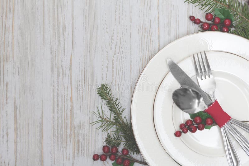 Christmas Meal Table Setting Background Stock Image - Image of minimal ...