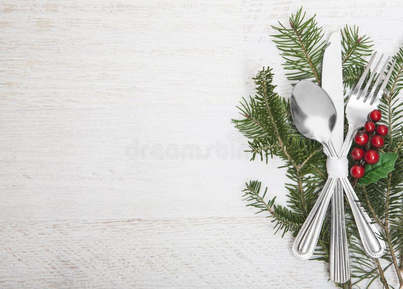 Christmas Meal Table Setting Background Stock Image - Image of minimal ...