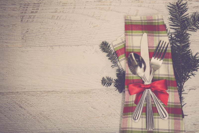 Christmas Meal Table Setting Background Stock Image - Image of minimal ...