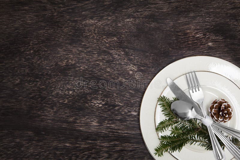 Christmas Meal Table Setting Background Stock Image - Image of minimal ...