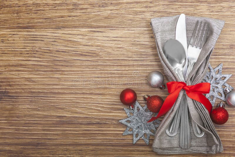 Christmas Meal Table Setting Background Stock Image - Image of minimal ...