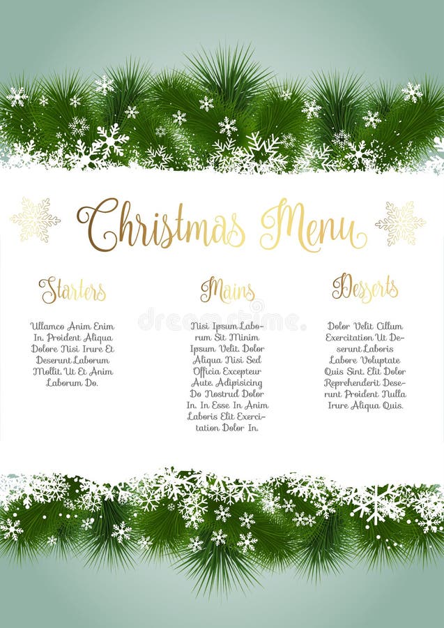 Christmas menu design stock vector. Illustration of celebration - 132410609