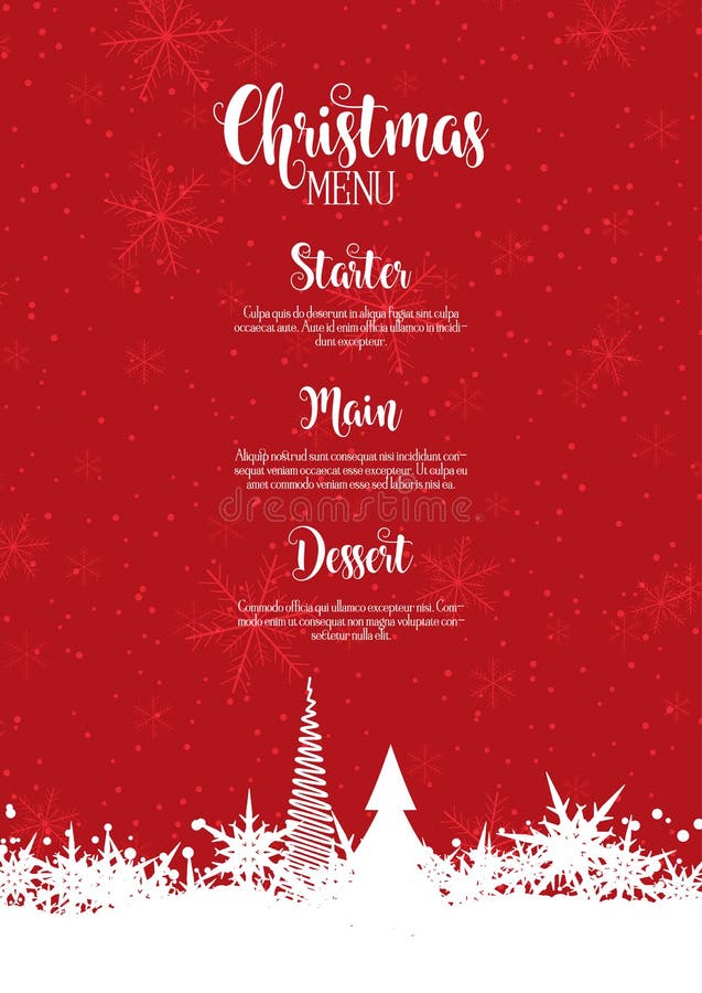 Christmas Menu with Snowflakes and Tree Design Stock Vector ...